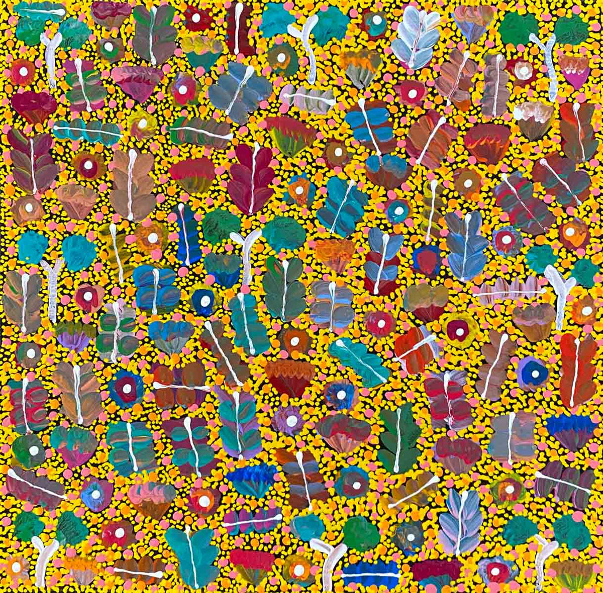 Bush Medicine painting by Joycie Morton Petyarre. 30cm x 30cm. - Utopia ...