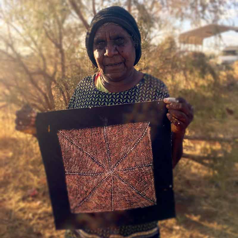 Small traditional Bush Medicine painting by Patsy Long Kemarre - Utopia ...